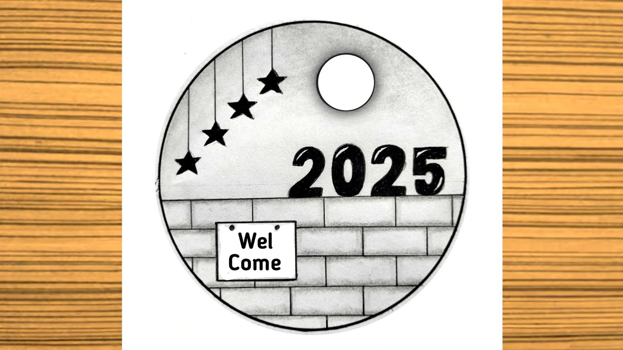 Happy New Year Drawing 2025 | Circle Drawing Happy New Year Drawing ...