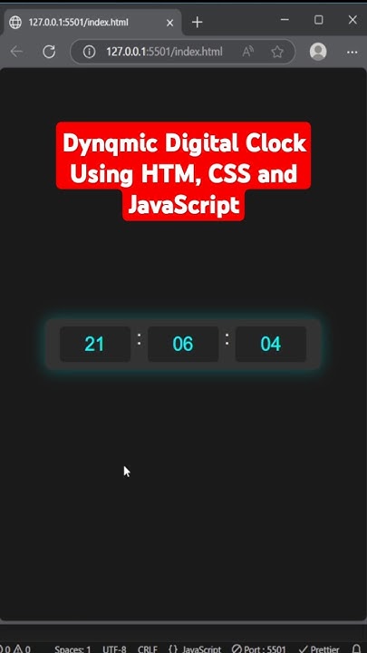 Dynamic digital clock Using HTML, CSS and javaScript #coding #webdesign - YouTube
