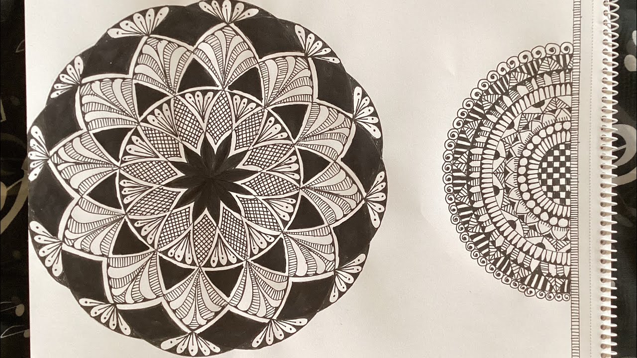 Full Page Mandala Art || Easy Circle Mandala Drawing || Semi Circle ...