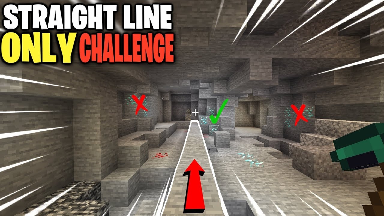 Minecraft, but you can only walk in a straight line... (DIAMONDS) - YouTube