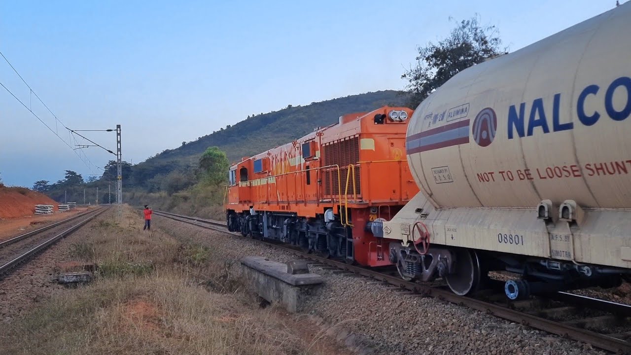 Diesel Locomotive Hauling Goods Train ! NALCO WDG-3A with BTAP Wagons ...