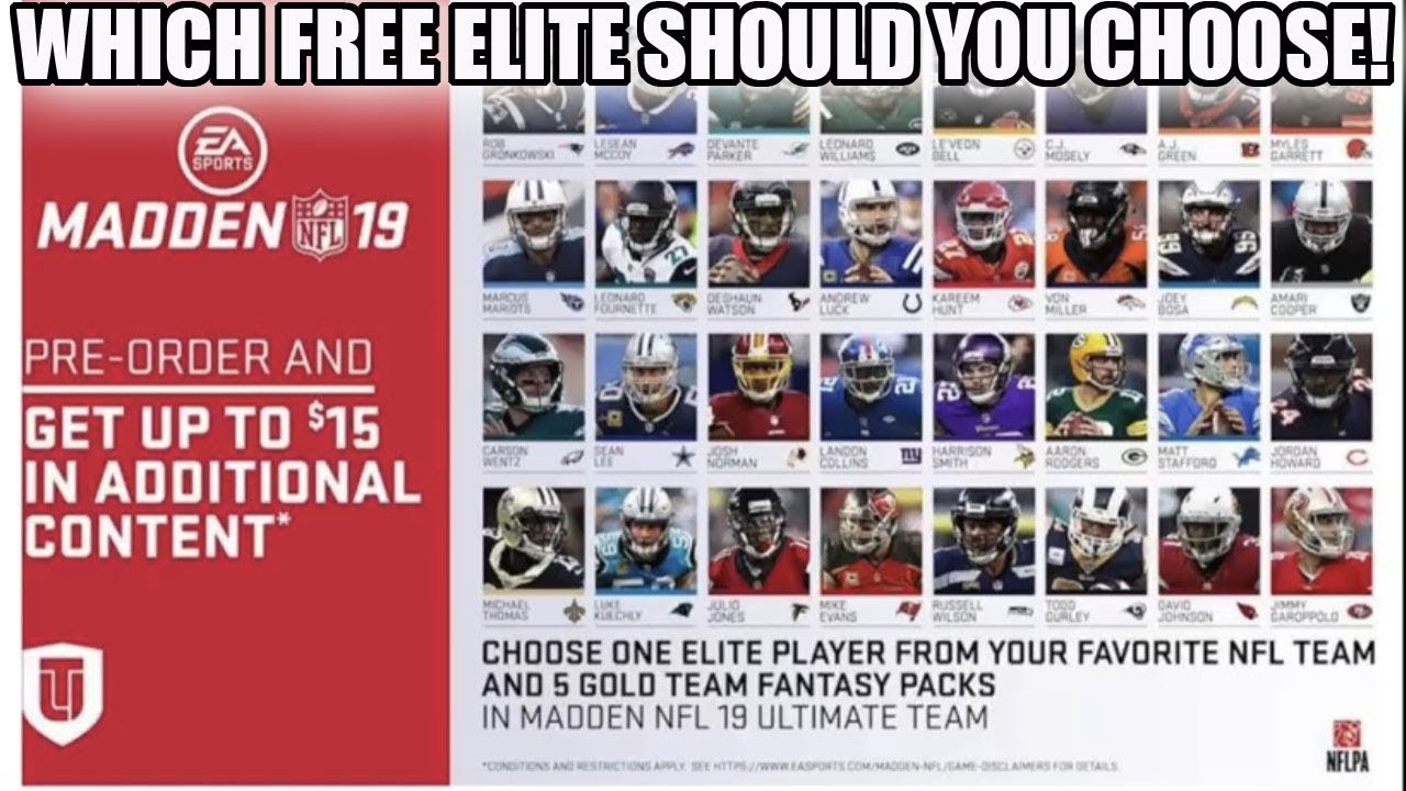 WHICH FREE ELITE PLAYER SHOULD YOU CHOOSE FOR MADDEN 19! | MADDEN 19 ...