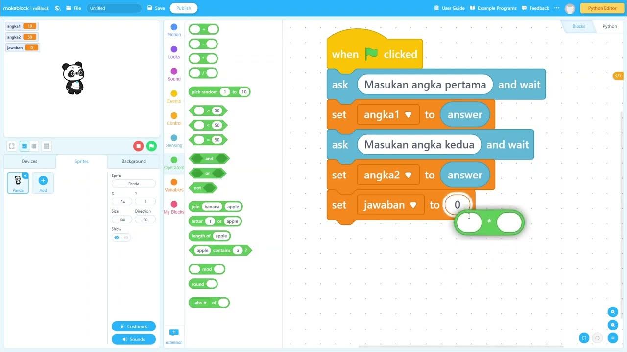 Membuat Kalkulator Sederhana mBlock - Scratch - YouTube
