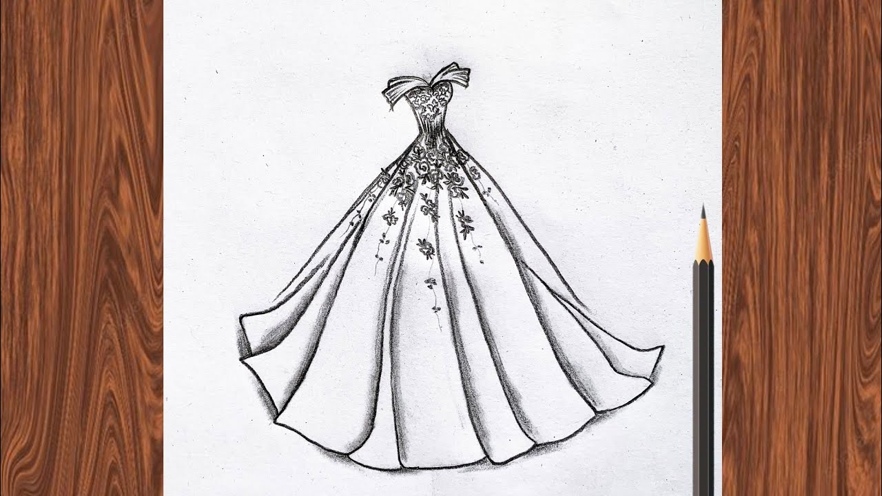 Stylish girly dress drwaing | Girl's designer dress drawing | - YouTube