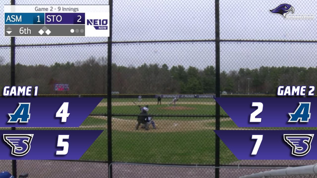 Stonehill Baseball Doubleheader Highlights vs Assumption - YouTube