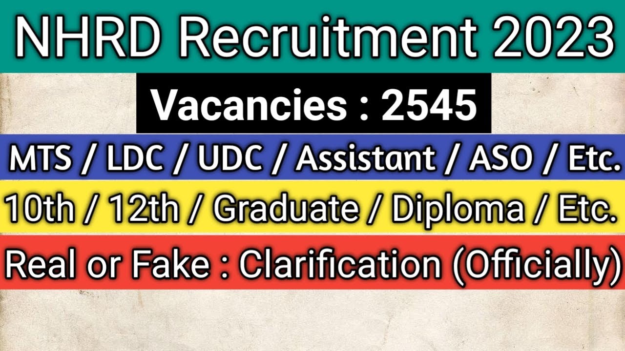 NHRD Recruitment 2023 | NHRD Notification 2023 | Fake or Real ...