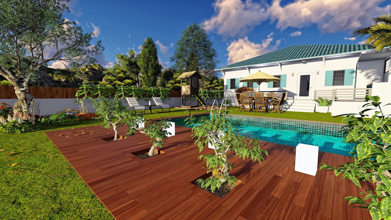 Landscaping of Home Backyard - Walkthrough - Animation - YouTube