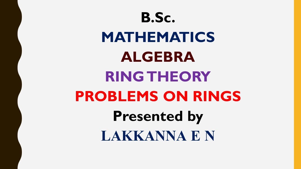PROBLEMS ON RINGS | RING THEORY | ABSTRACT ALGEBRA - YouTube