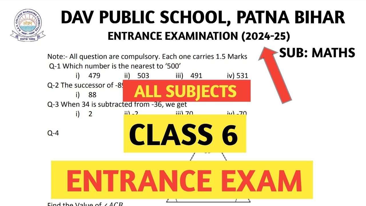 Dav Class 6 Question Paper Of Entrance Exam Of All Subjects Dav Paper Dav Class 6 Question Paper Of Entrance Exam Of All Subjects Dav Paper