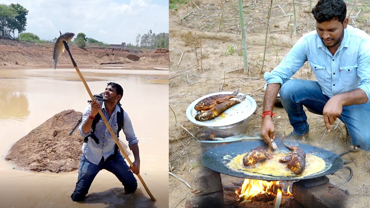 Primitive Technology - hunt fish Finding fish and cooking - YouTube