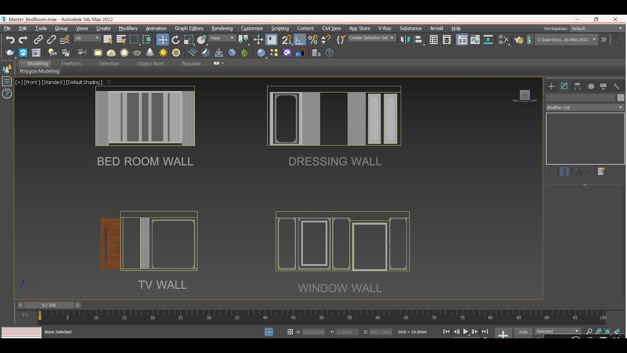 How to Model Low Poly Interior Wall Design In 3DS MAX | #interiordesign ...