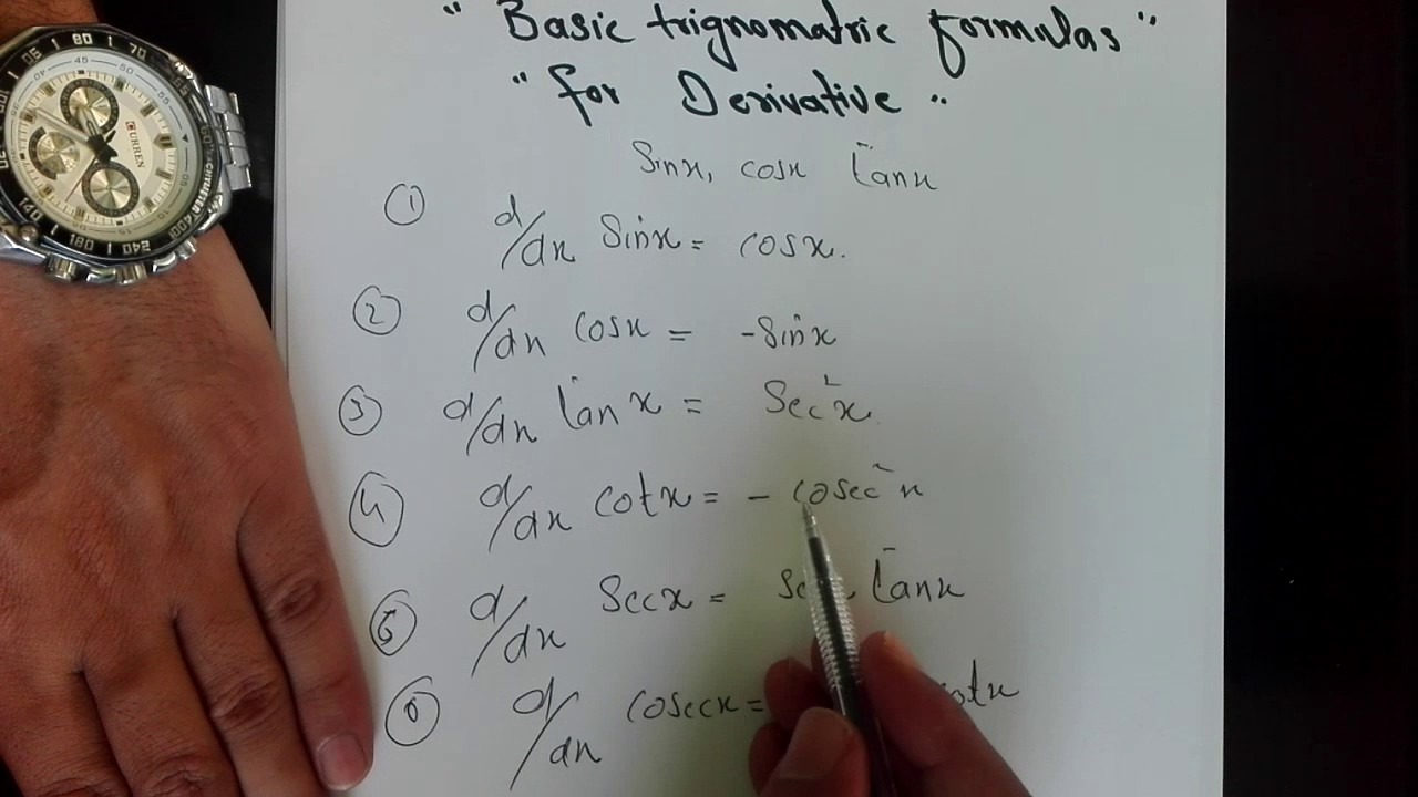 Basic Trignomatic Formula For Derivative Youtube 5317