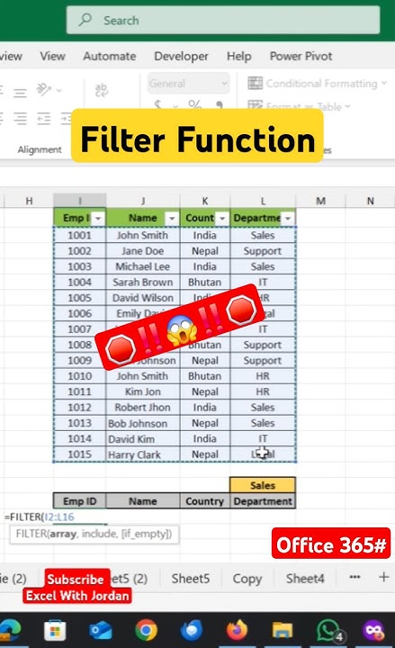 Filter Function #excelhacks #excel #exceltips #exceltrick #365 #excelhindi #excelshorts - YouTube