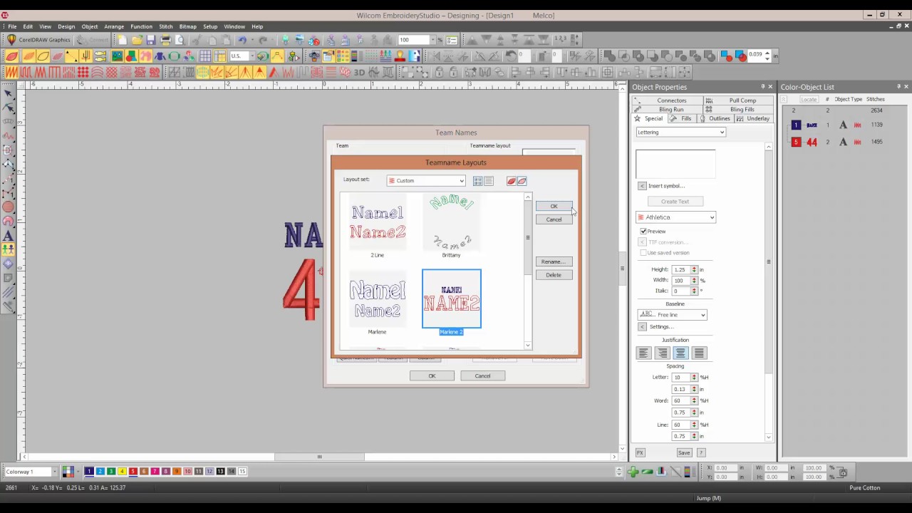 EmbroideryStudio e3 - Creating a team name template - YouTube