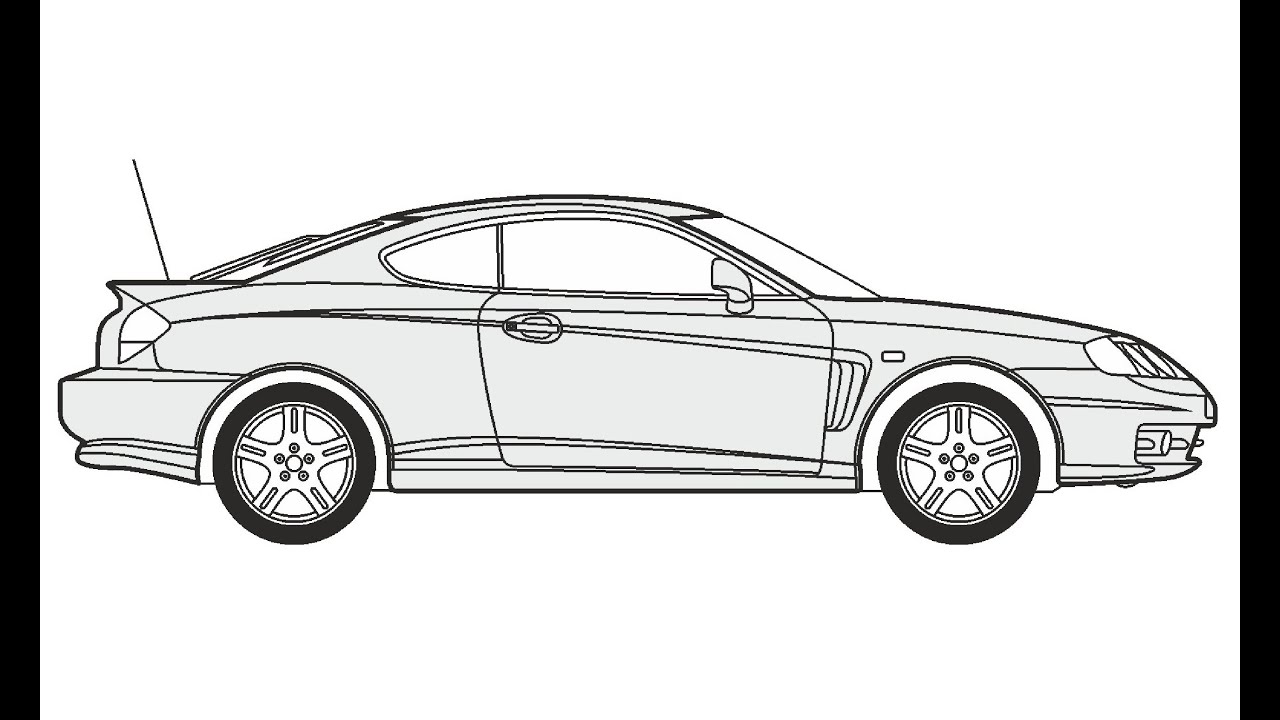 How to Draw a Hyundai Coupe / Как нарисовать Hyundai Coupe - YouTube