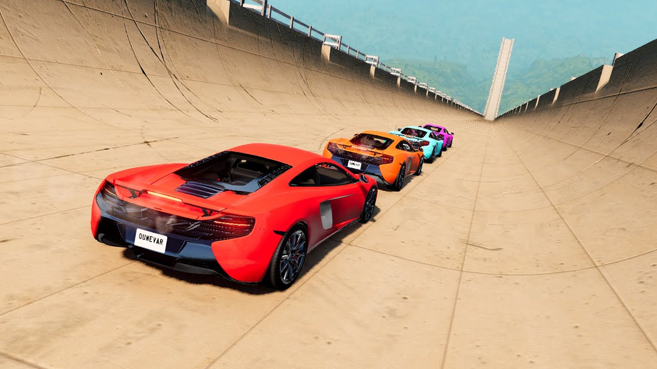 Cars Flying Off Mega Ramp - Cars vs Mega Ramp - BeamNG Drive - YouTube