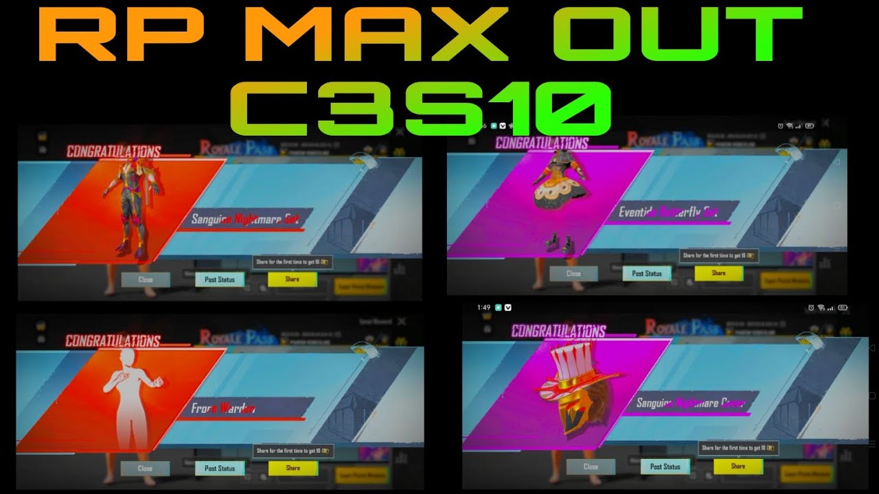 1 To 50 RP Rewards | Full Maxed RP in 2000 UC | C3S10 RP Rewards Leaks ...