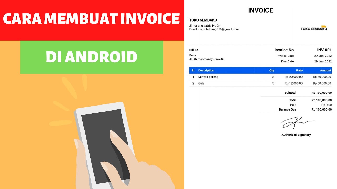 MUDAH!! CARA MEMBUAT INVOICE DI ANDROID - YouTube