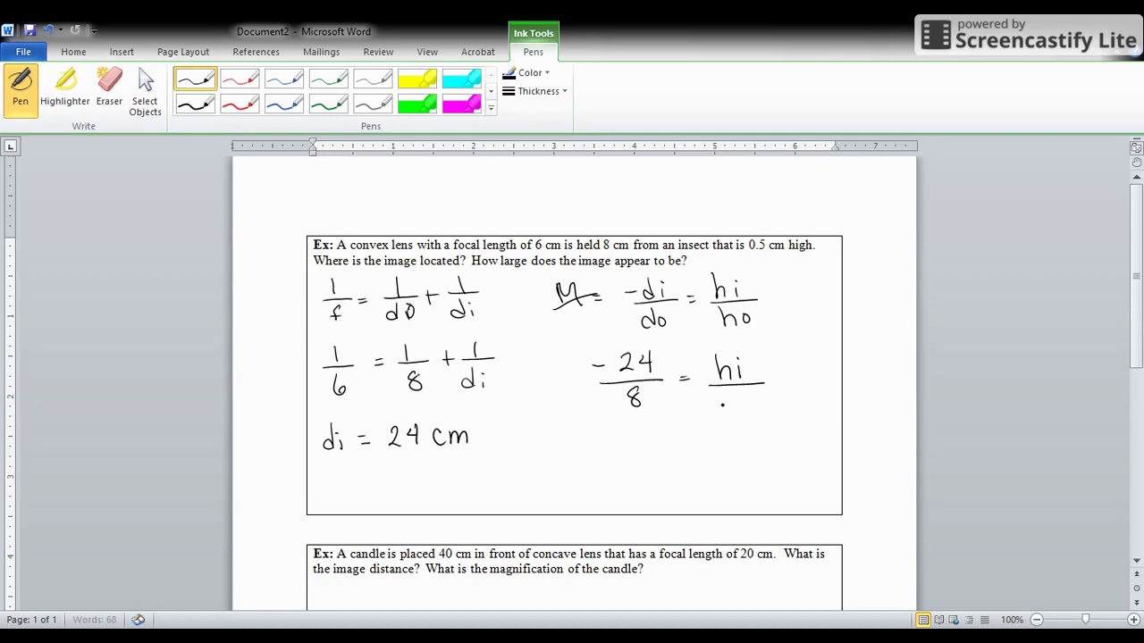 Thin Lens Equation Practice Problems - YouTube