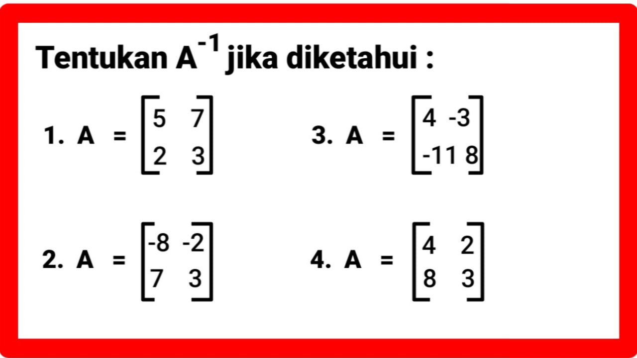 Invers matriks ordo 2x2 - YouTube
