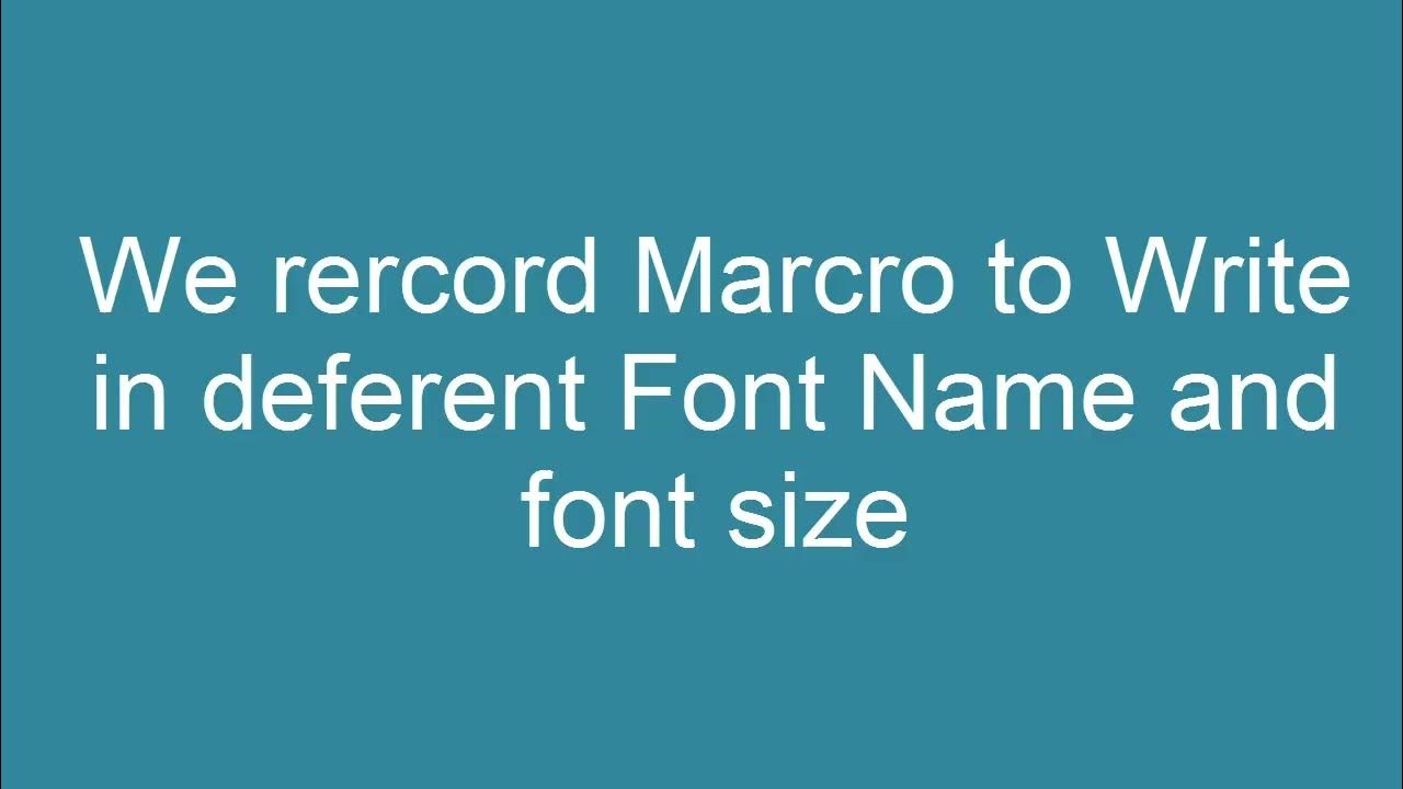 How to Record Macro |Ms word Macro| Use short cut to write fast - YouTube