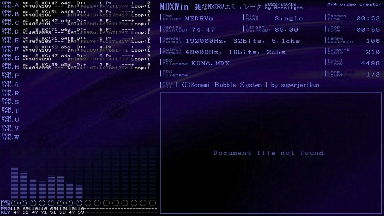 MXDRV(MDXWin) [ (C)Konami Bubble System ] by superjarikun /KONA.MDX ...