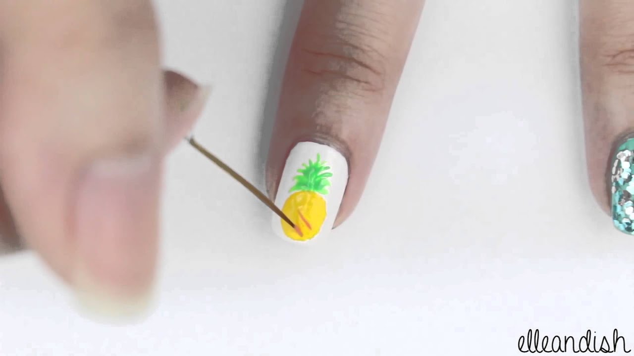 Easy Summer Pineapple Nails - YouTube