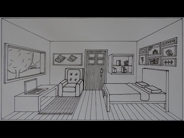 Desenho De Perspectiva De Dois Pontos Interior Desenho Em Perspectiva