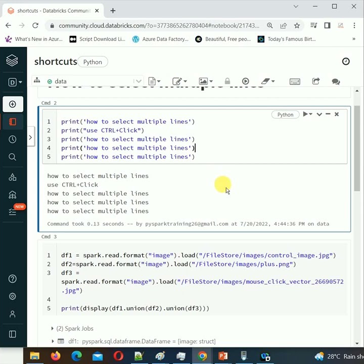 How To Select Few Lines Of Code In Databricks Notebooks Pyspark Databricks Azuredatabricks