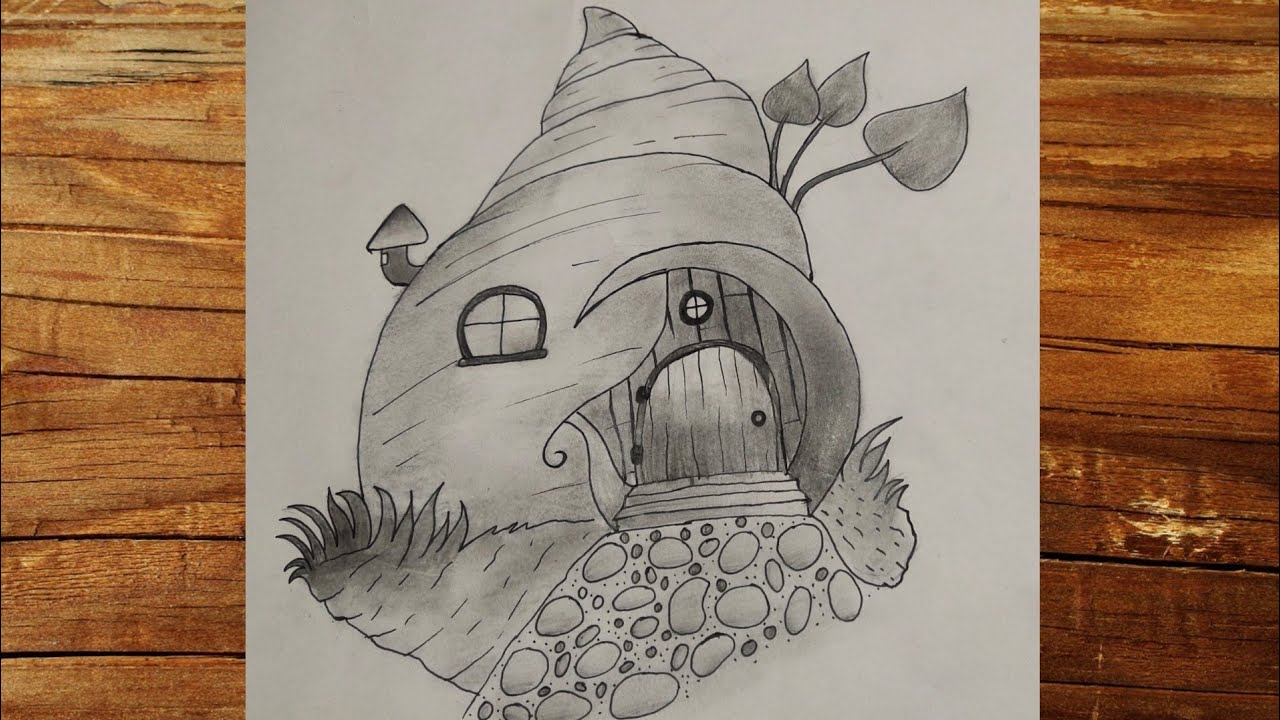 how to draw house || cartoonish house || Snail house || drawing for ...