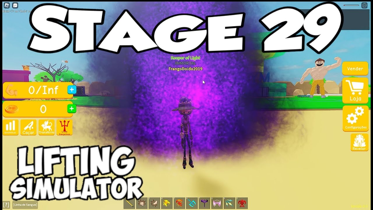 💪 Comprei o STAGE 29 no LIFTING SIMULATOR (ROBLOX) 💪 🐔 Frango Doido 🐔 ...