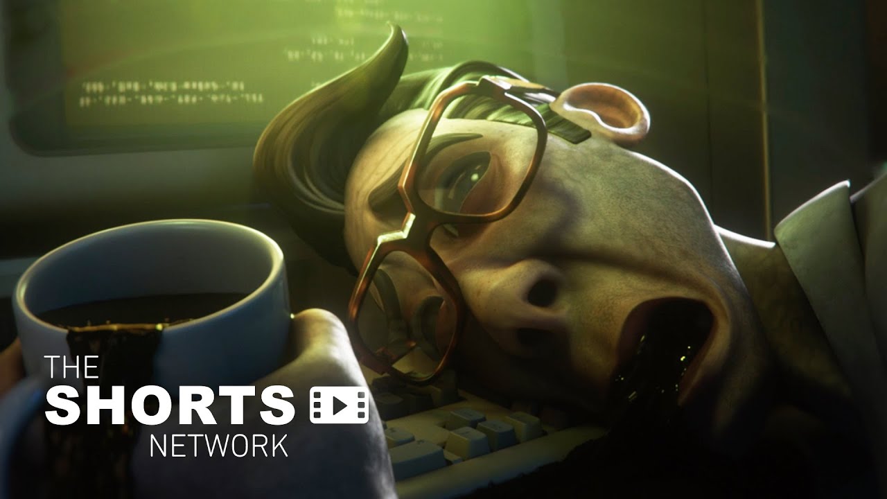 Buried in work and coffee, a office worker's sanity slip away ...