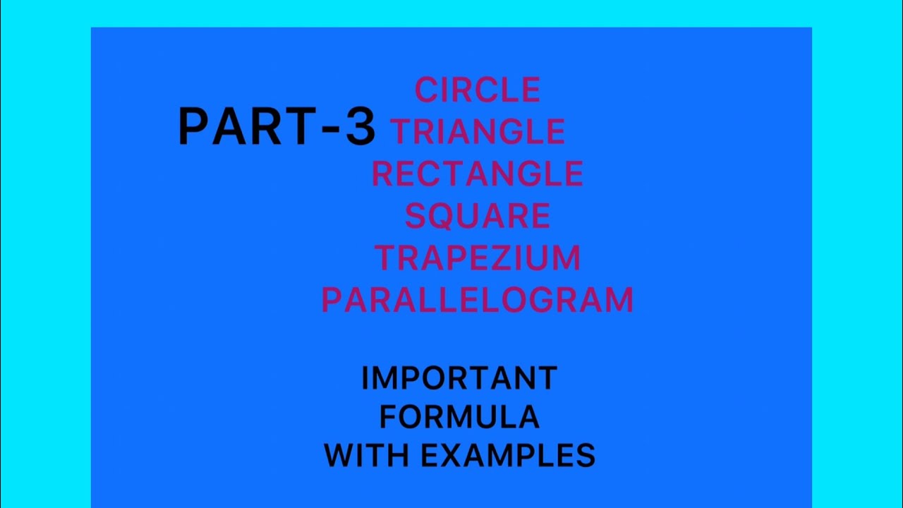 Area of rectangle,triangle,circle and square with simple examples - YouTube