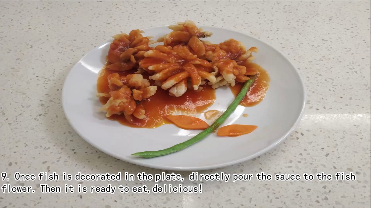 Sweet and sour fish with flower shape- Chinese traditional cooking ...