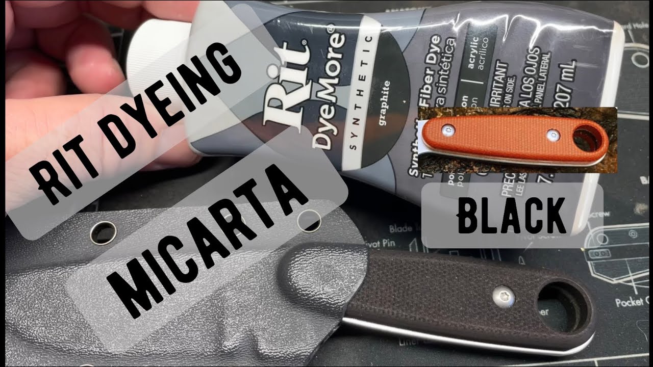 RIT dyeing a Watchman knifes orange micarta handle scales black - YouTube