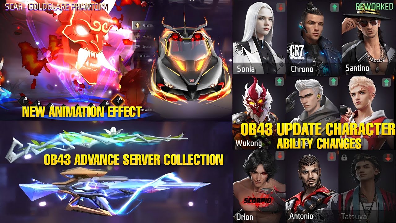 OB43 ADVANCE SERVER COLLECTION| OB43 UPDATE CHARACTER ABILITY CHANGES ...