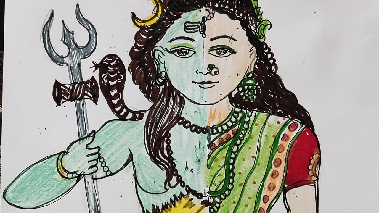 Art today.. arthanareeswarar Easy draw... #art #goddessart #artwork # ...