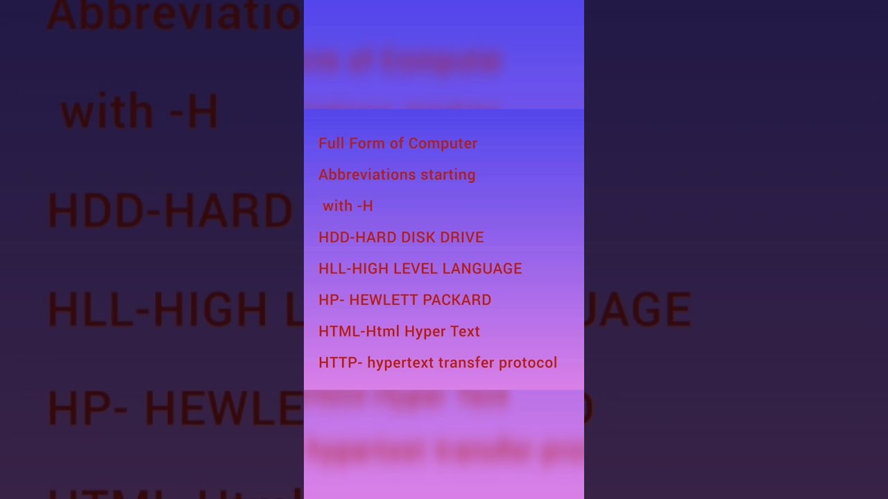 H Full Form Of Computer Abbreviations Starting With H YouTube H Full Form Of Computer Abbreviations Starting With H YouTube