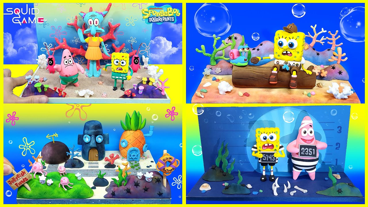 #how 4 DIY Miniature Spongebob Clay diorama Collection ♥Spongebob movie ...