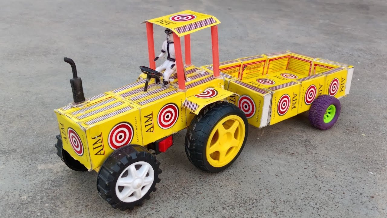 How To Make Matchbox Tractor Trolley At Home | Diy Toy Mini Tractor ...