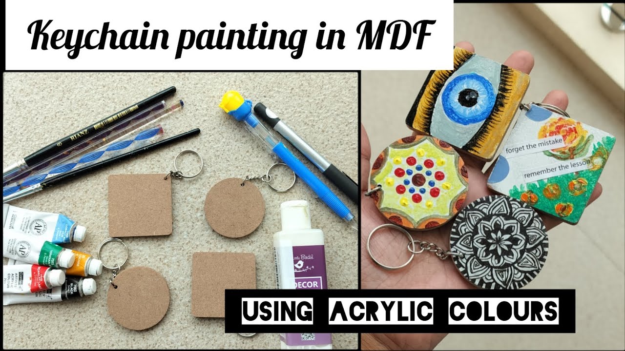 Keychain Painting || MDF painting 🎨💕 || Using Acrylic Colours ️ # ...