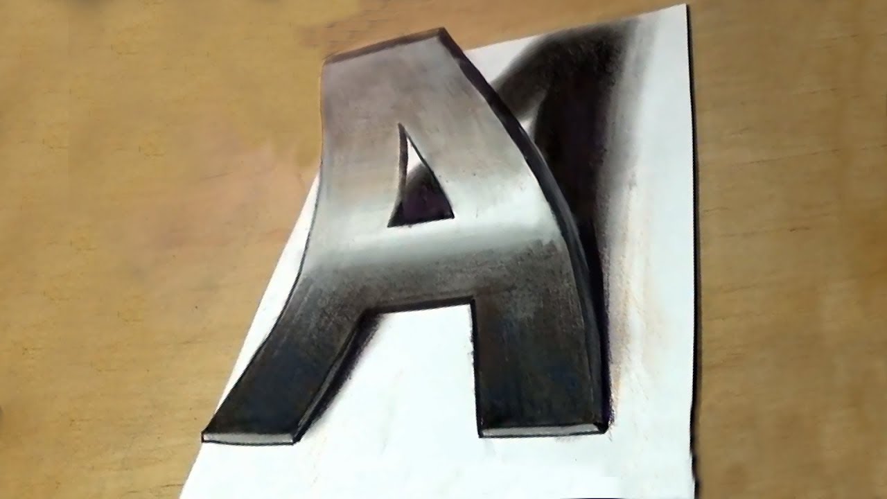 Trick How to Draw 3D Letter A Anamorphic Illusion - YouTube