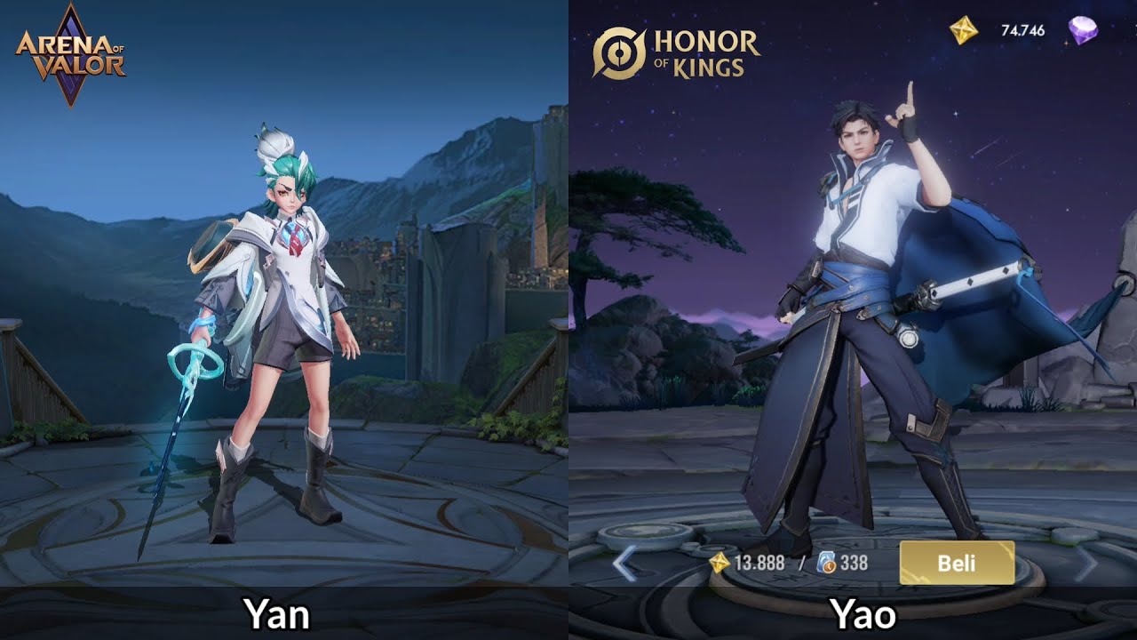 Hero Comparison Yan and Dongfeng Yao - Arena of valor vs Honor of king ...