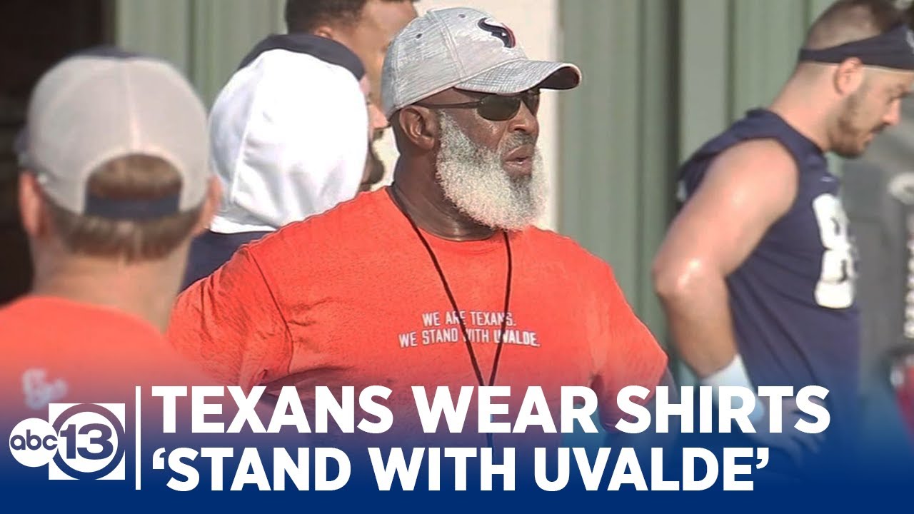 Texans players, staff wear 'Stand with Uvalde' shirts at practice - YouTube