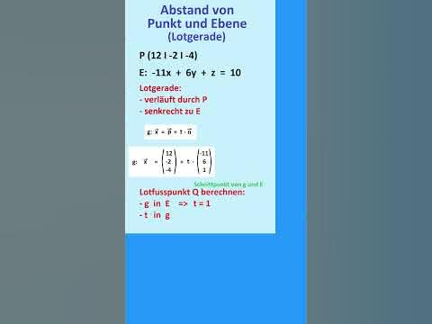 V60 Abstand Punkt Ebene mit Lotgerade bestimmen Kurzvideo #shorts Matheklapper.de ...