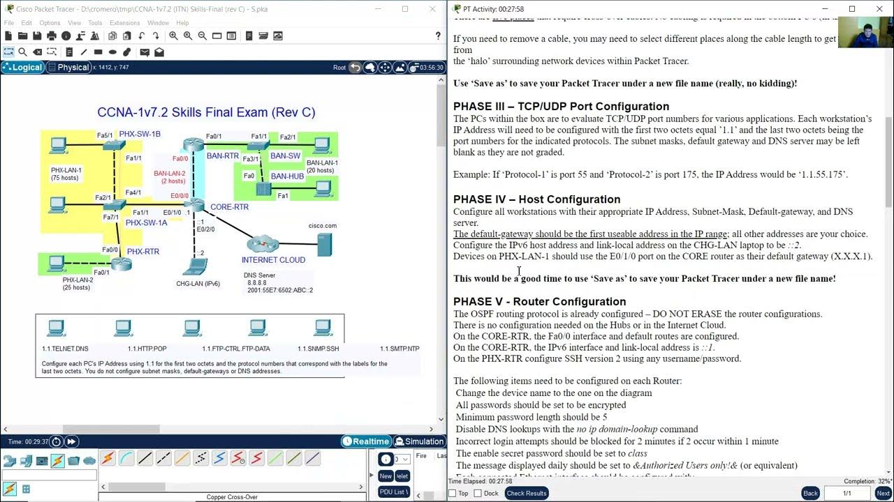 CCNA 1 v7.2 ITN Skills Final (RevC) - YouTube