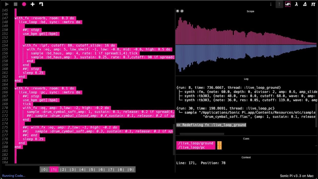 Sonic Pi live coding session(Acid Techno) - YouTube