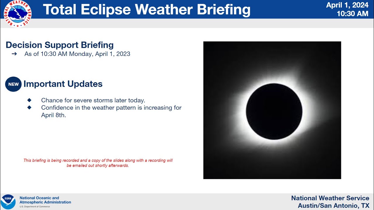 Monday, April 1st Briefing for the April 8th Total Eclipse - YouTube