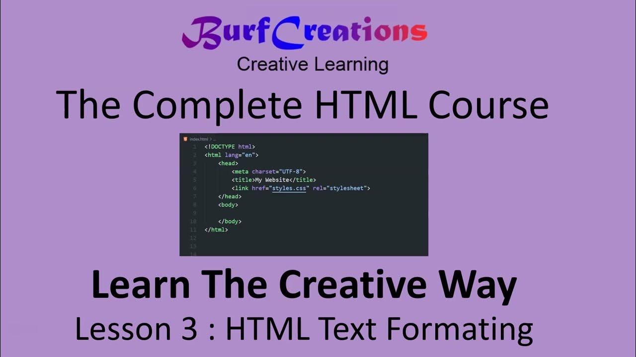 HTML Lesson 3 - Text Formatting - YouTube