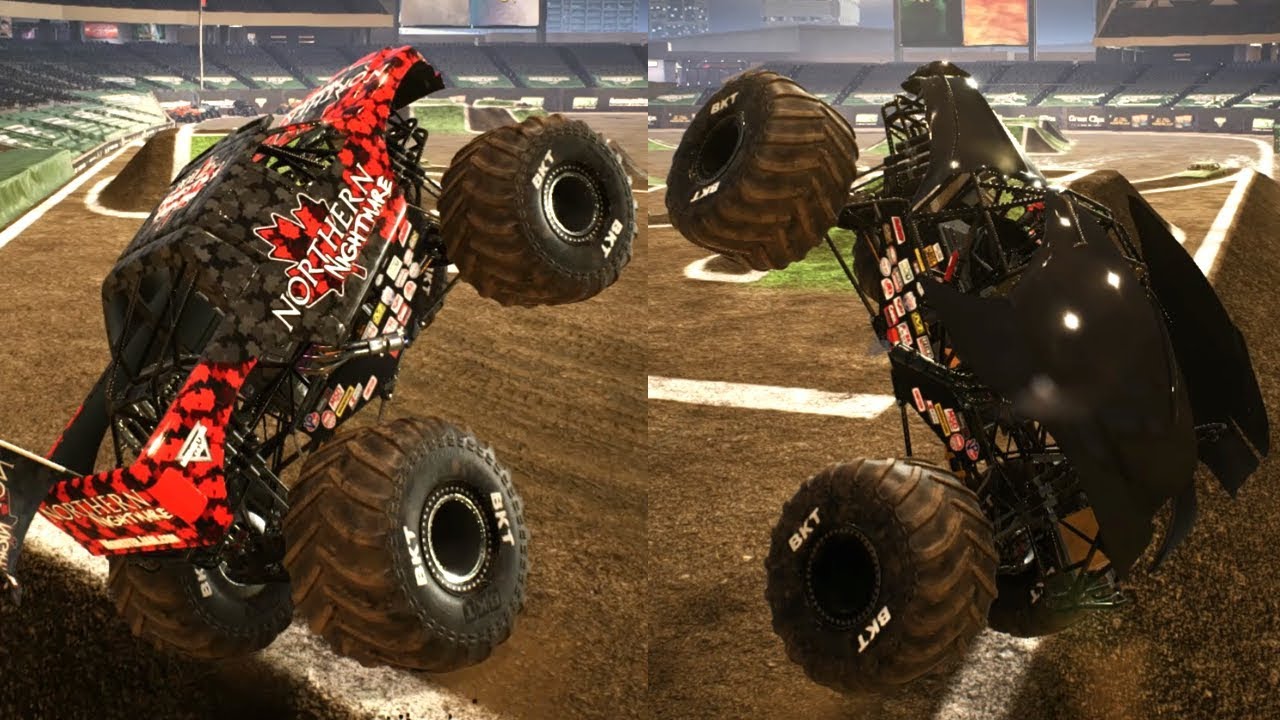 Monster Jam Steel Titans - Split Screen Multiplayer Gameplay - YouTube